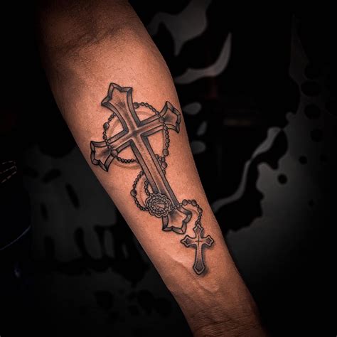Simple Cross Forearm Tattoos