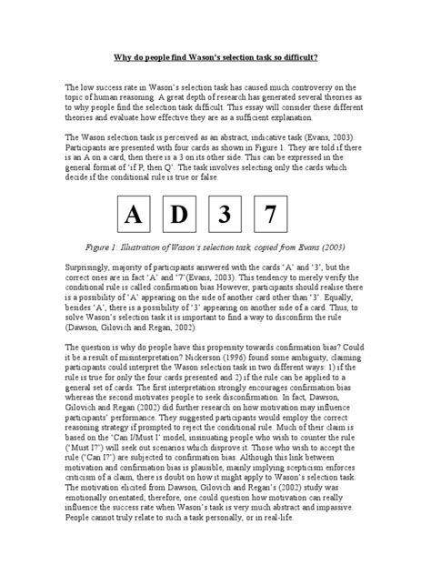 Wasons Selection Task Pdf Reason Theory