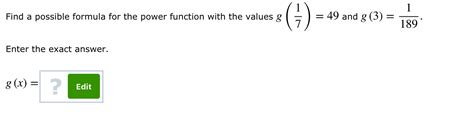 Solved Find A Possible Formula For The Power Function With Chegg