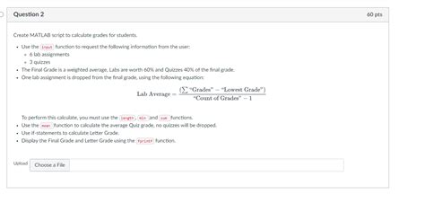 Solved Create Matlab Script To Calculate Grades For