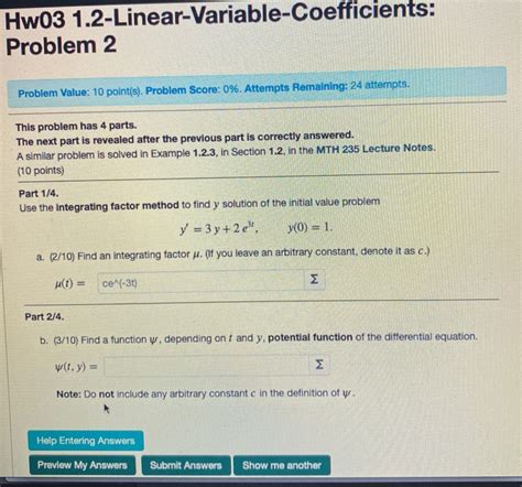 Solved Hw03 12 Linear Variable Coefficients Problem 2