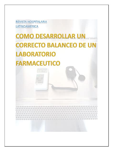 Como Desarrollar Un Correcto Balanceo De Un Laboratorio Farmaceutico