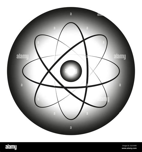 Atom Symbol Illustration Black And White Design Science Concept