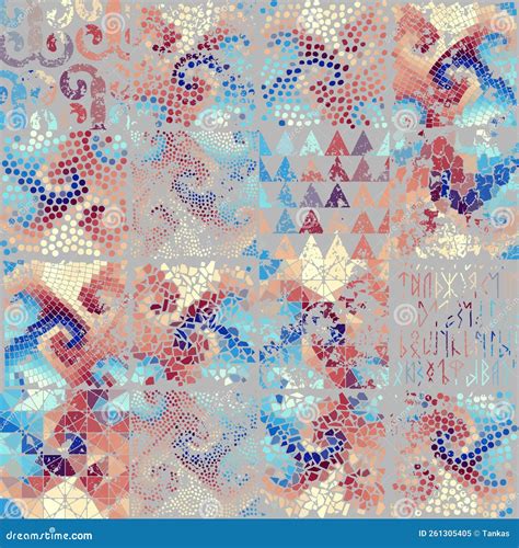 Vector Seamless Mosaic Art Pattern Art Background Stock Vector Illustration Of Random Gray
