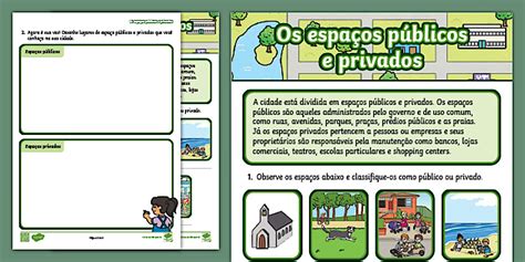 Espa O P Blico E Privado Folha De Atividades Twinkl