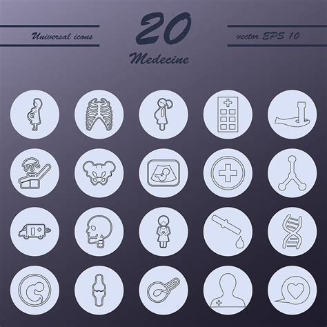 의학 및 건강 관리 얇은 아이콘 벡터 세트 Ai Eps Uidownload