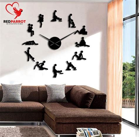 Decoratieve Klok Seks Standjes Origineel Muur Wand Cadeau Zwart Bol
