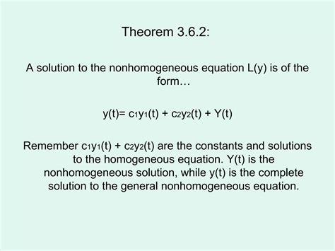 Differential Equations Lecture Non Homogeneous Linear Differential