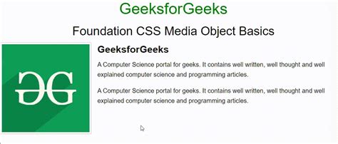 Foundation Css Media Object Basics Geeksforgeeks