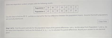 solved given two dependent random samples with the following