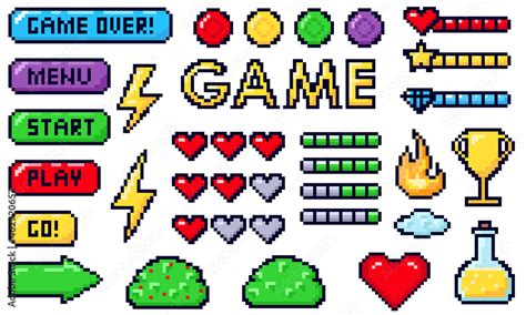 Pixel Game Buttons Games Ui Gaming Controller Arrows And 8 Bit Pixels