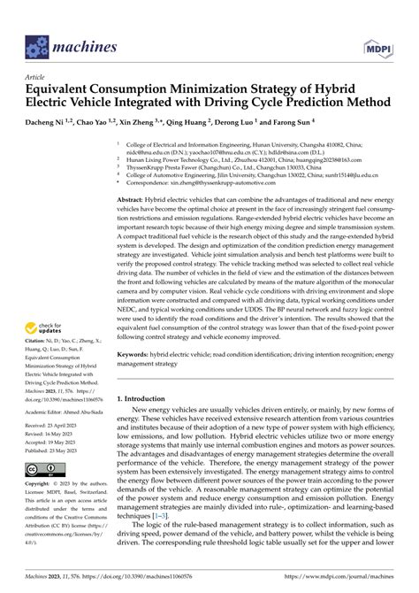 Pdf Equivalent Consumption Minimization Strategy Of Hybrid Electric Vehicle Integrated With