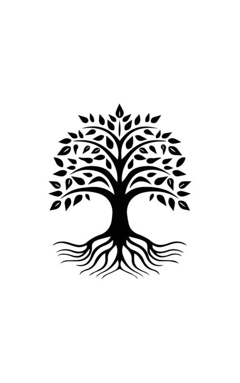 A Black And White Tree With Roots On It 47457178 Vector Art At Vecteezy