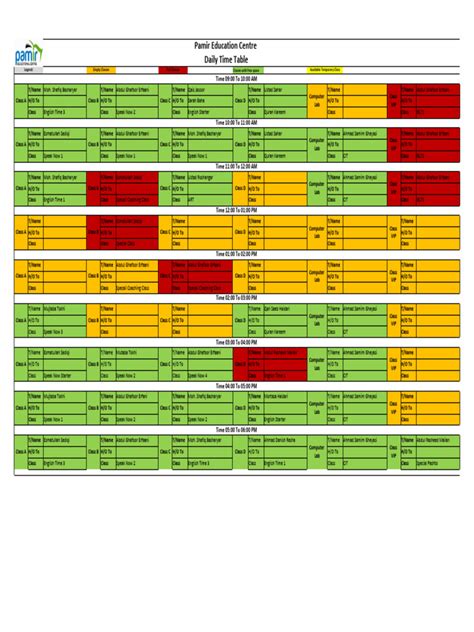 New Class Time Table Pdf