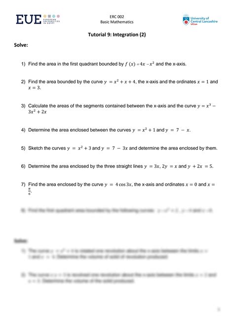 SOLUTION Worksheet Integration 2 Studypool