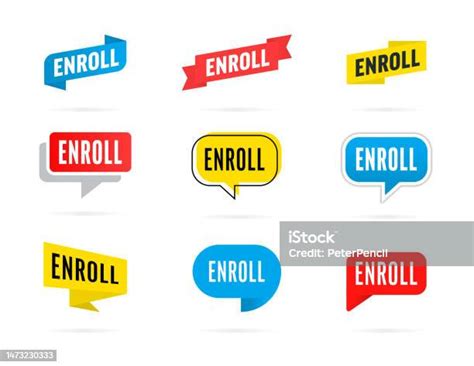 등록 세트 배너 말풍선 레이블 리본 알림 템플릿 텍스트가 있는 벡터 스톡 일러스트레이션 등록에 대한 스톡 벡터 아트 및 기타