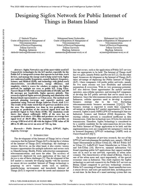 Designing Sigfox Network For Public Internet Of Things In Batam Island Pdf Internet Of
