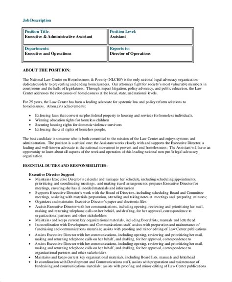 Free 9 Sample Administrative Assistant Job Descriptions In Pdf Ms Word