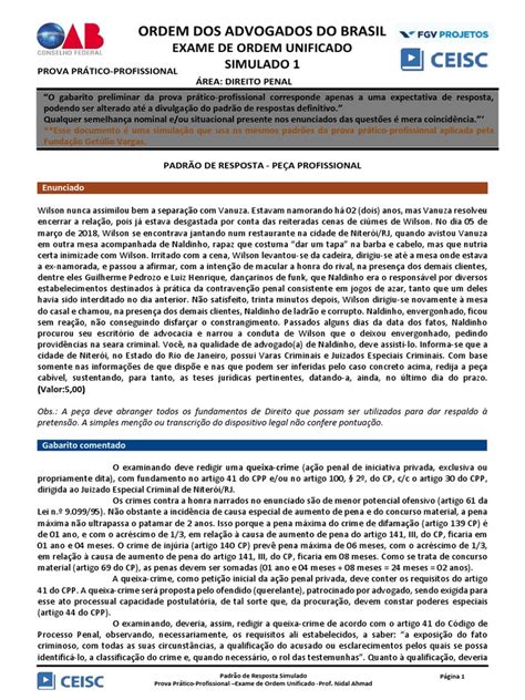 01 Gabarito Simulado 01 Xxx Penal Pdf