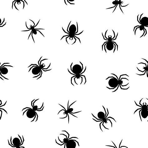 Seamless Spider Silhouette Pattern On White Background Cute Spider