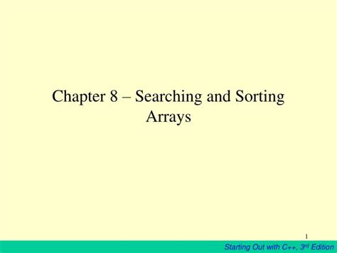 PPT Chapter 8 Searching And Sorting Arrays PowerPoint Presentation