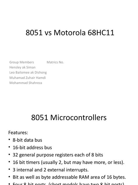 8051 Vs Motorola 68hc11 Pdf Electronic Design Microcontroller