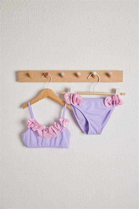 Flowers K Z Ocuk Bikini Tak M Lila