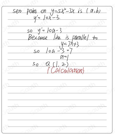 solved 11 find the coordinates of point q where the tangent to the curve y 5x 2 3x is parallel