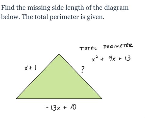 Solved Find The Missing Side Length Of The Diagram Below The Total