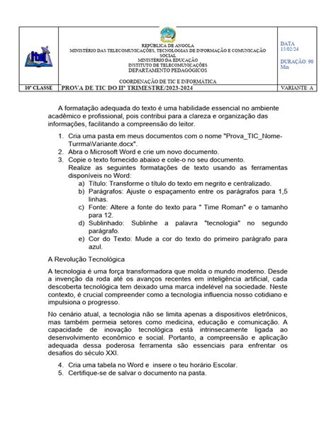 Prova De Tic V A B E C Do Professorii Pdf Tecnologia Da Informação