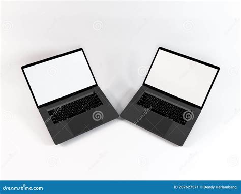 Realistic Laptop Mockup Template Scene Editorial Photo Illustration Of Monitor Display 207627571