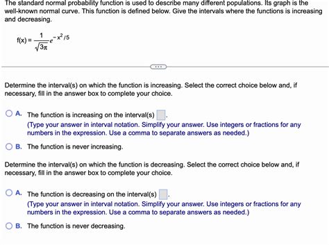 Solved The Standard Normal Probability Function Is Used To