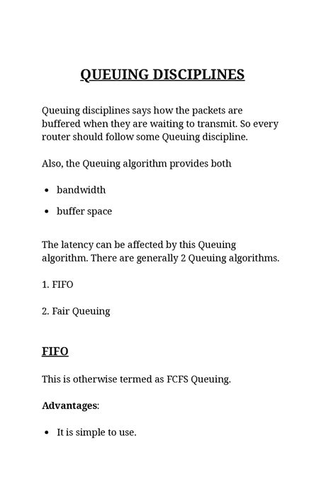Queuing Disciplines Queuing Disciplines Queuing Disciplines Says How The Packets Are Buffered