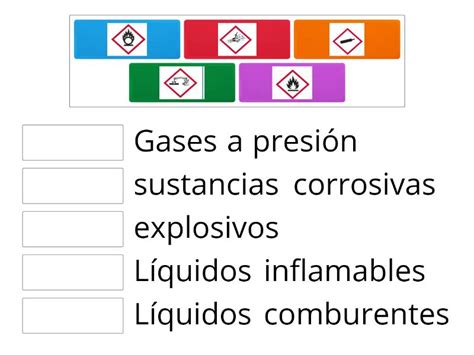 Pictogramas De Sustancias Químicas De Peligros Físicos Une Las Parejas