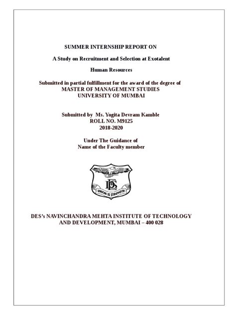 Internship Project Yogita Pdf Recruitment Consultant