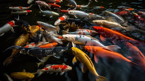 잉어 물고기로 가득 찬 연못 그림 잉어 물고기 생선 잉어 배경 일러스트 및 사진 무료 다운로드 Pngtree