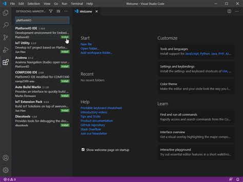 platformio and vscode for windows ukmars