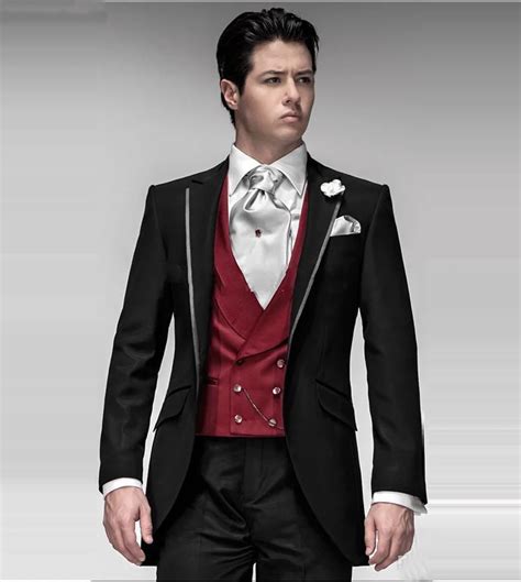 New Design Black Groom Tuxedos Groomsmen Mens Wedding Suits Best Man Suits Jacketpantsvest