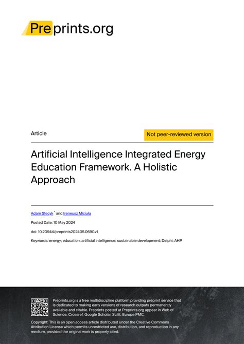 Pdf Artificial Intelligence Integrated Energy Education Framework A