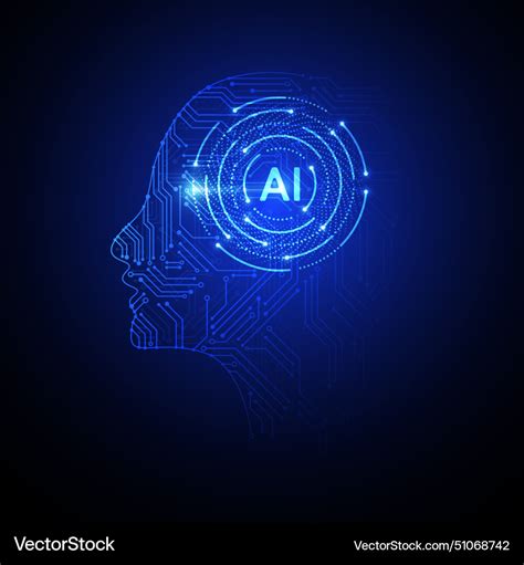 artificial intelligence circuit line style vector image
