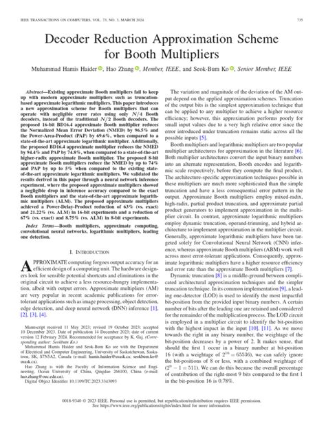Decoder Reduction Approximation Scheme For Booth Multipliers Pdf