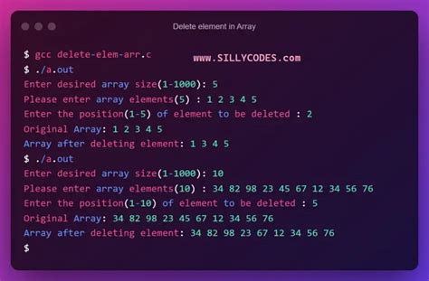 Delete Element From Array In C Language Sillycodes