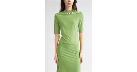 Sandy Liang Quill Jersey Top In Green Lyst