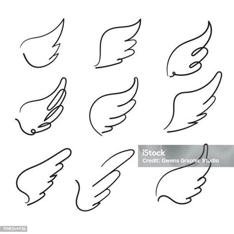 คอลเลกชันของปีกนางฟ้าร่าง ปีกขนแองเจิล ภาพเงารอยสักนก เทวดาปีกบินเชิงเส้น บินสวรรค์วาดไ