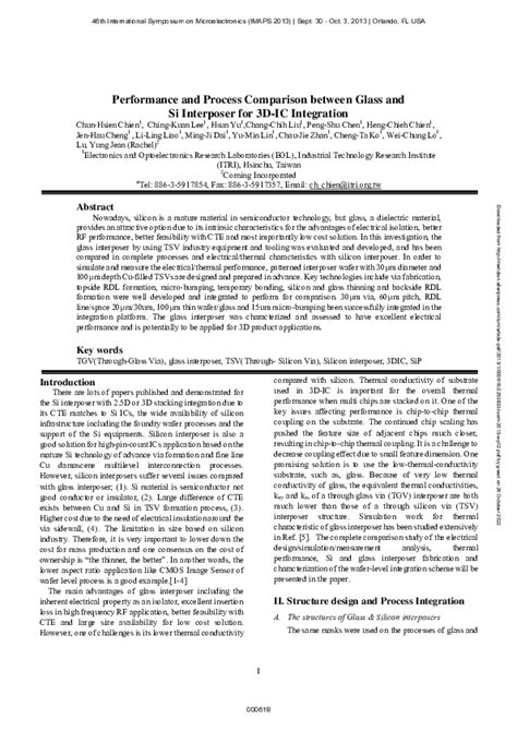 Pdf Performance And Process Comparison Between Glass And Si Interposer For 3d Ic Integration