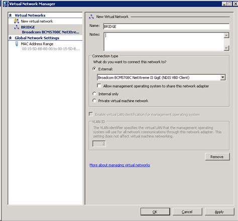 Configuring Hyper V Virtual Networks