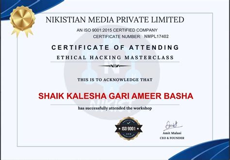Ameer Basha Shaik On Linkedin Ethical Hacking Class Workshop