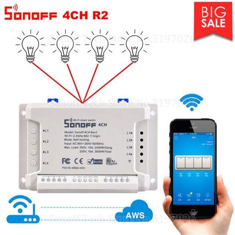 Sonoff 4ch Pro R3 With 433mhz Wireless Remote Control Jabi Electronics الكترونيات الجابي