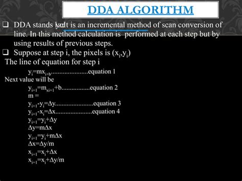 Dda Algorithm Cgpptx Free Download