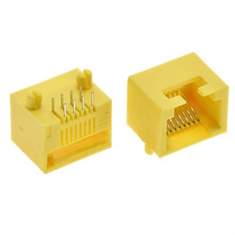 10pcs Rj45 8p8c Network Port Socket 8p8c Female Pcb Mount Modular Yellow Rj45 Interface In Plug